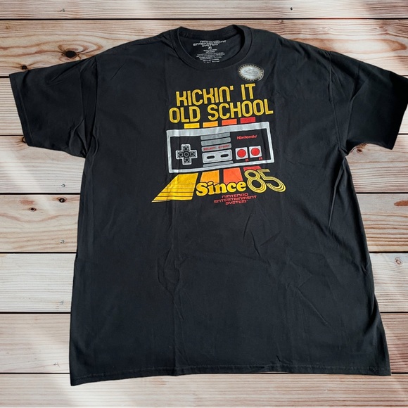Nintendo | Shirts | Nes Mens Xl Retro 8s Theme Seamless Shirt Black ...